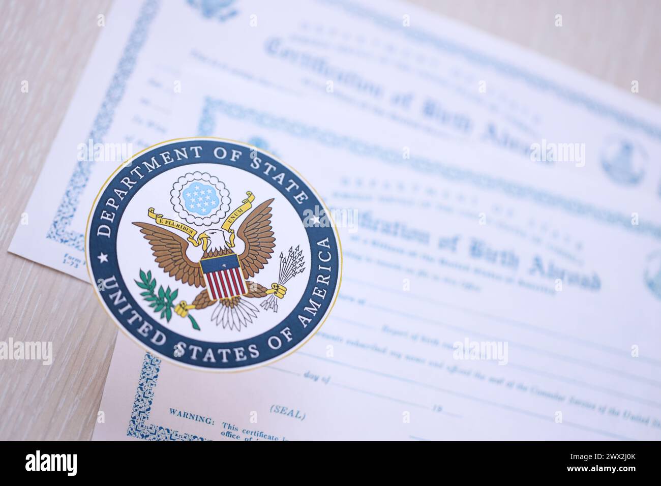 KYIV, UKRAINE - MARCH 9, 2024 US Department of State seal on ...