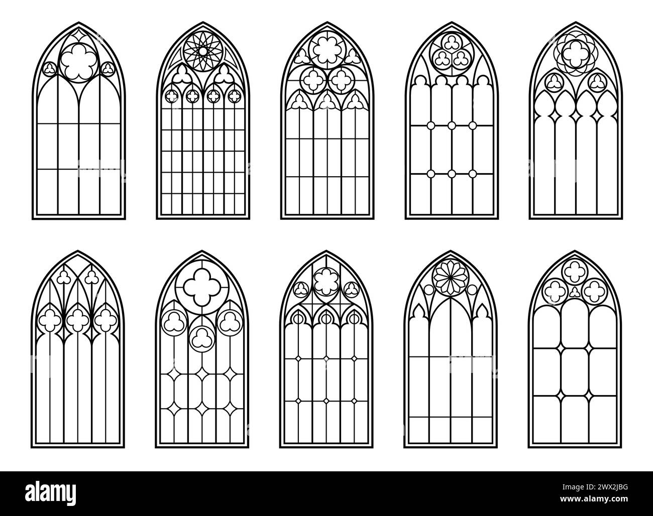 Medieval Windows Of Gothic Castle Or Church Glass And Cathedral Arches