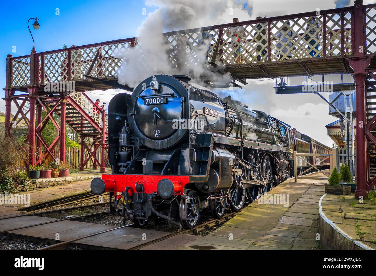 BR Standard Class 7 70000 Brittania steam locomotive seen on the East ...