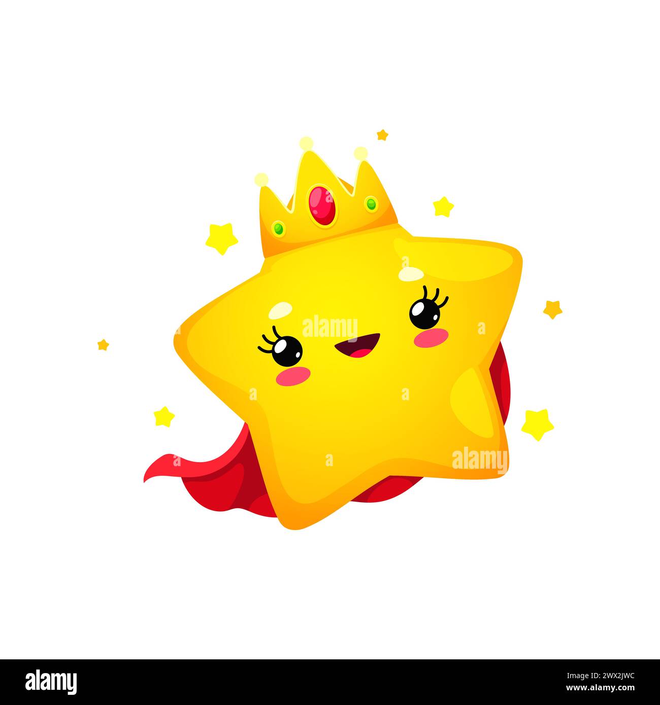 Cartoon cute cheerful kawaii star and happy twinkle character in golden ...