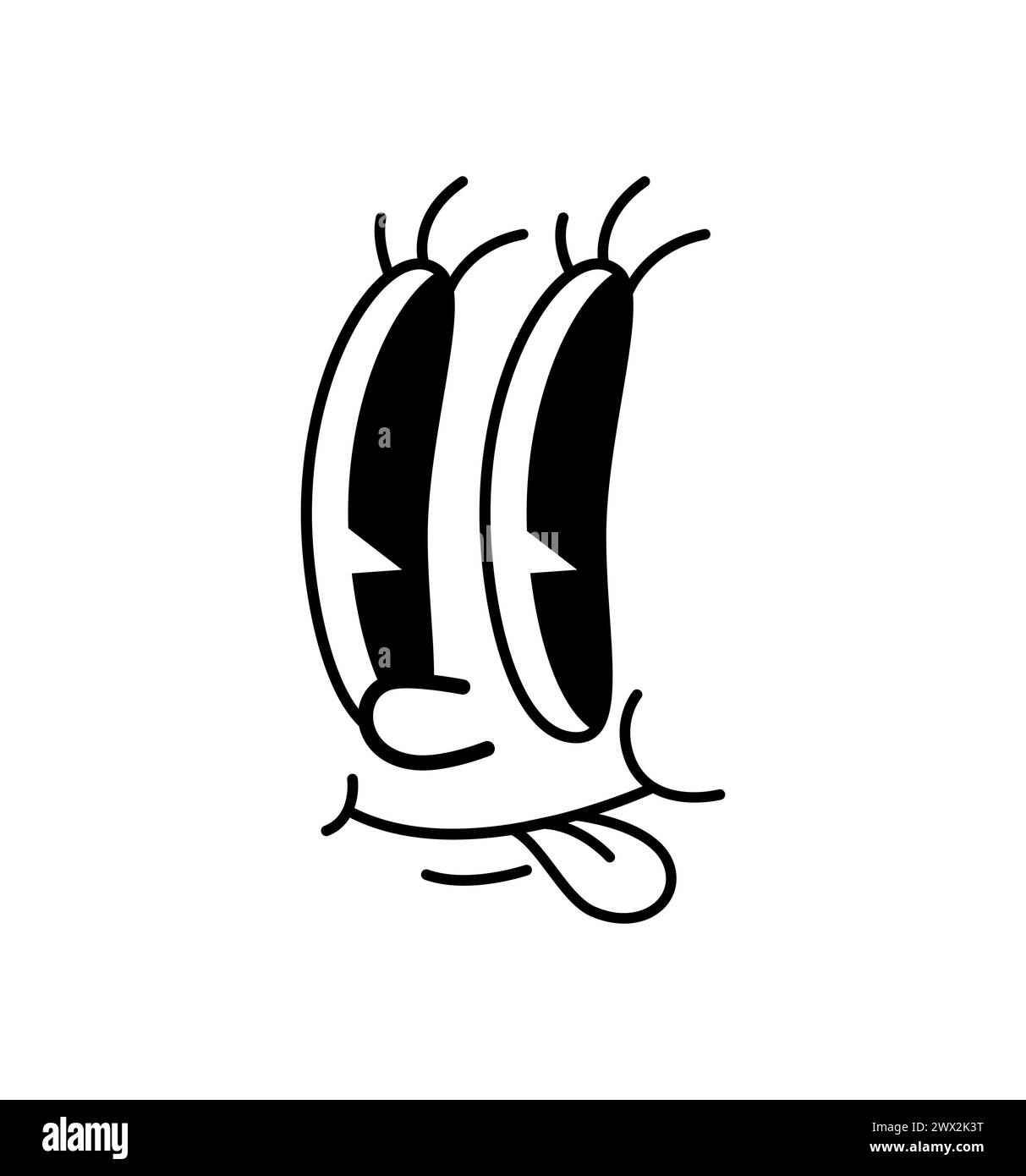 Cartoon funny comic groovy face emotion and retro cute emoji character ...