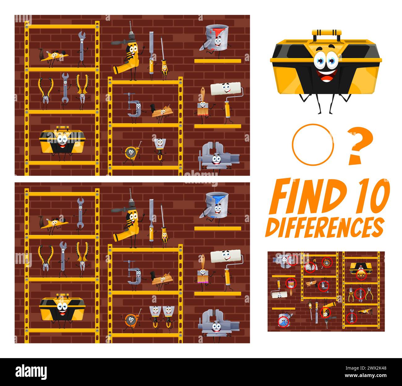 Find ten differences between cartoon diy and repair tools characters ...