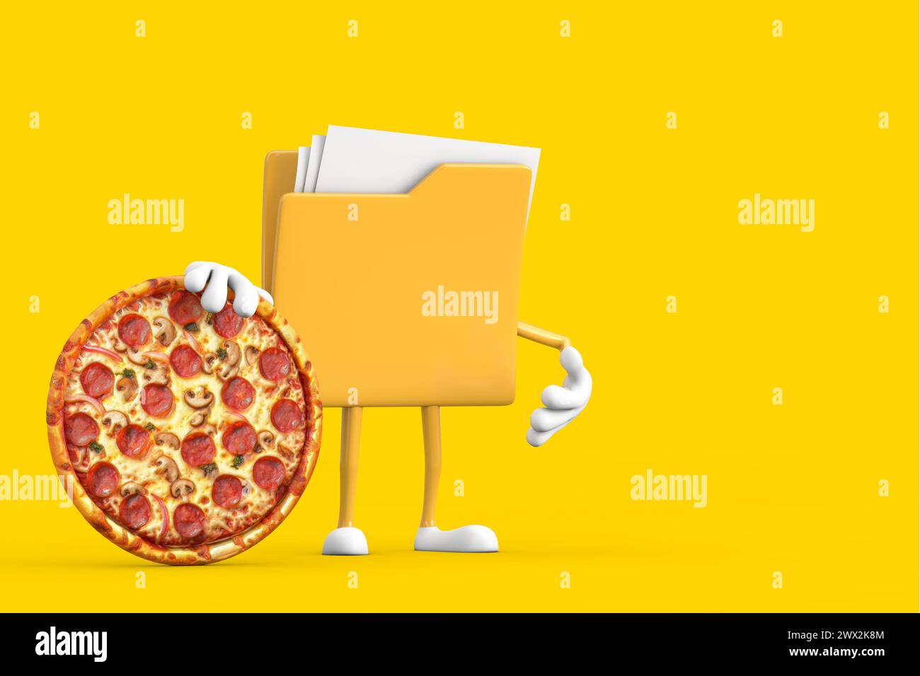 Yellow File Folder Icon Cartoon Person Character Mascot with Tasty ...