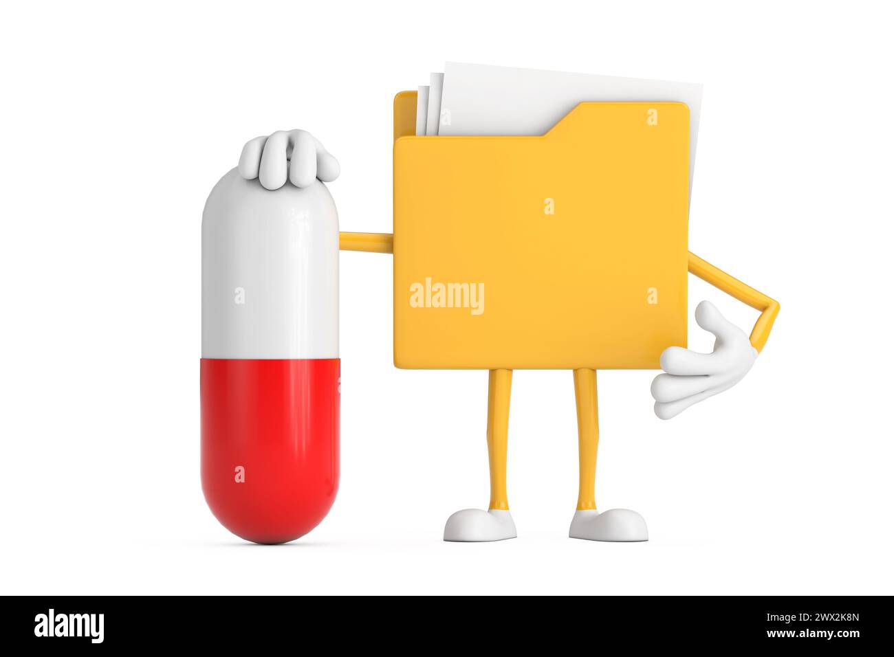 Yellow File Folder Icon Cartoon Person Character Mascot with Capsule ...