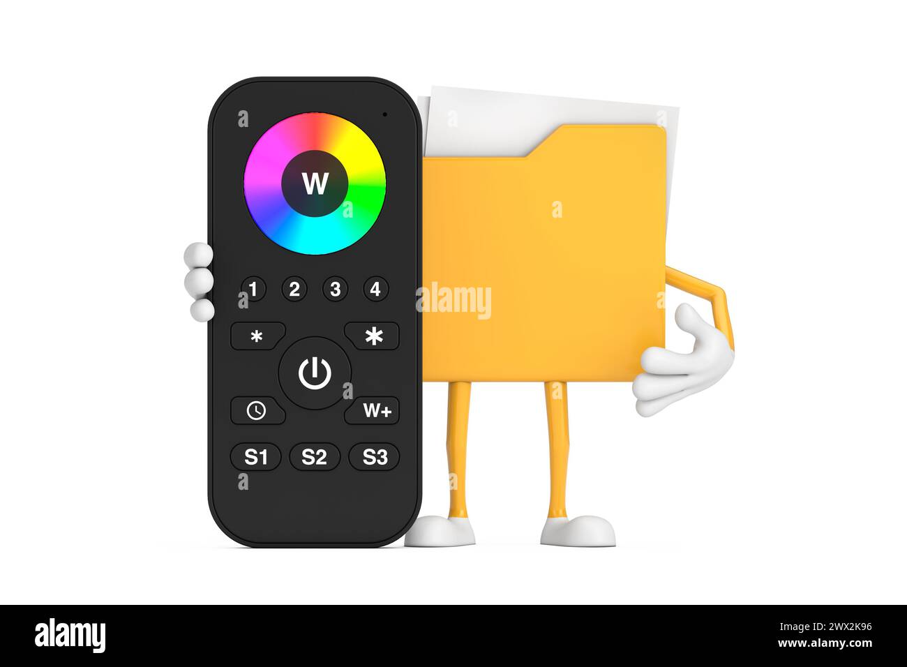 Yellow File Folder Icon Cartoon Person Character Mascot with Infrared ...