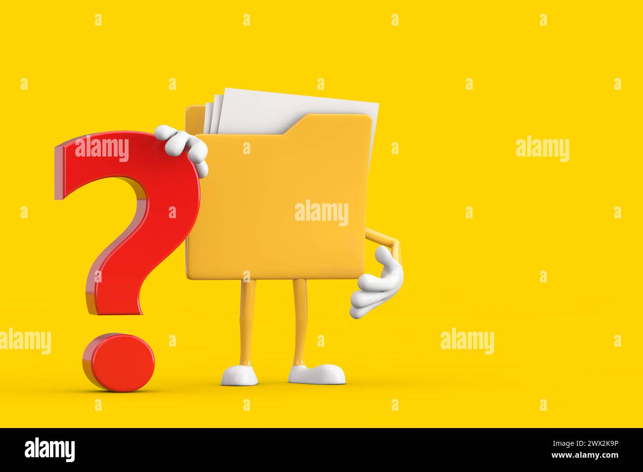 Yellow File Folder Icon Cartoon Person Character Mascot with Red ...