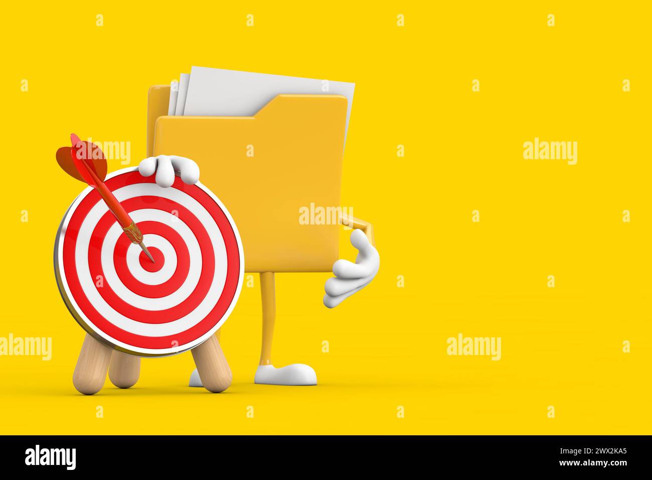 Yellow File Folder Icon Cartoon Person Character Mascot with Archery ...