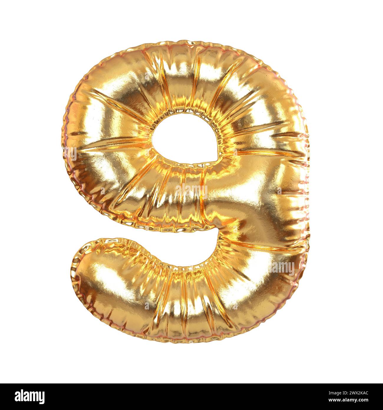 Golden Metal Balloon Number 9 Symbol for Festive, Text, Holidays on a ...