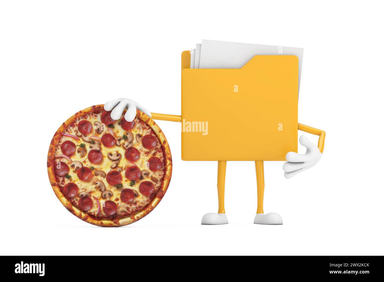 Yellow File Folder Icon Cartoon Person Character Mascot with Tasty ...