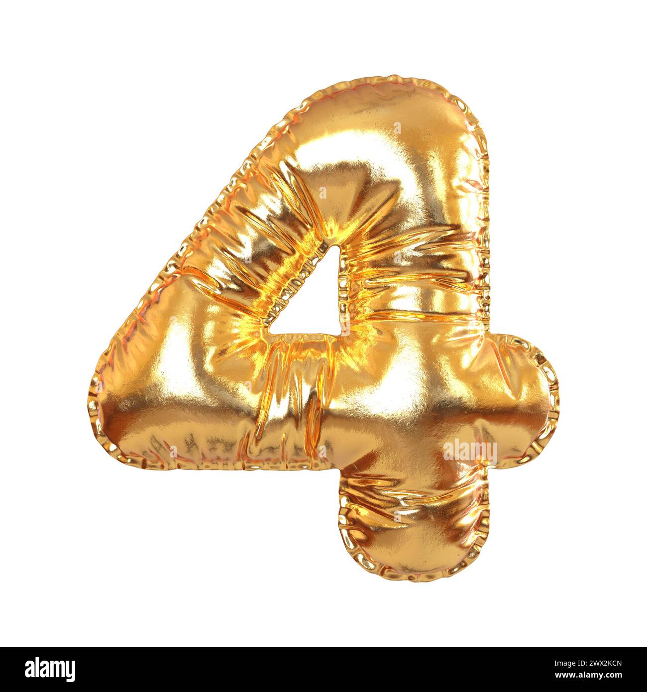 Golden Metal Balloon Number 4 Symbol for Festive, Text, Holidays on a ...