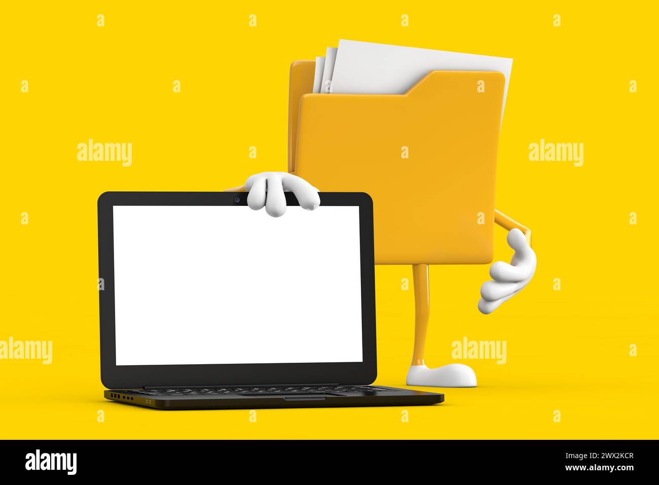 Yellow File Folder Icon Cartoon Person Character Mascot with Modern ...