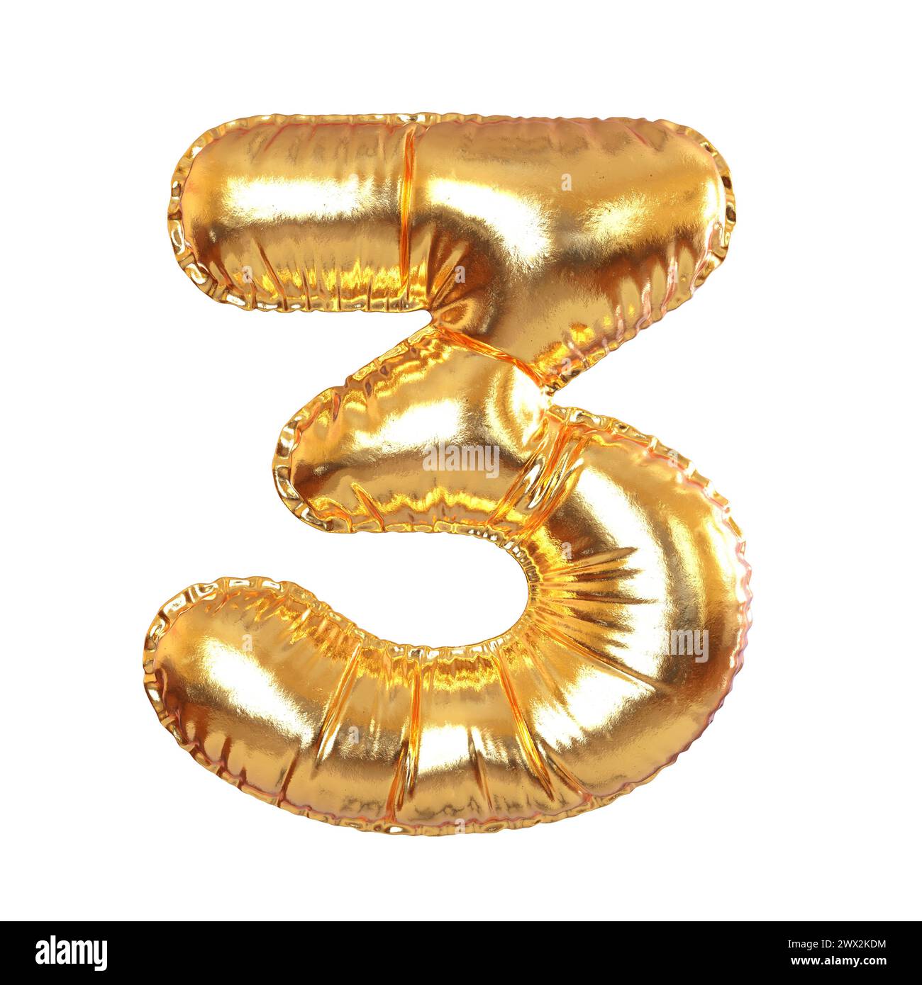 Golden Metal Balloon Number 3 Symbol For Festive, Text, Holidays On A 