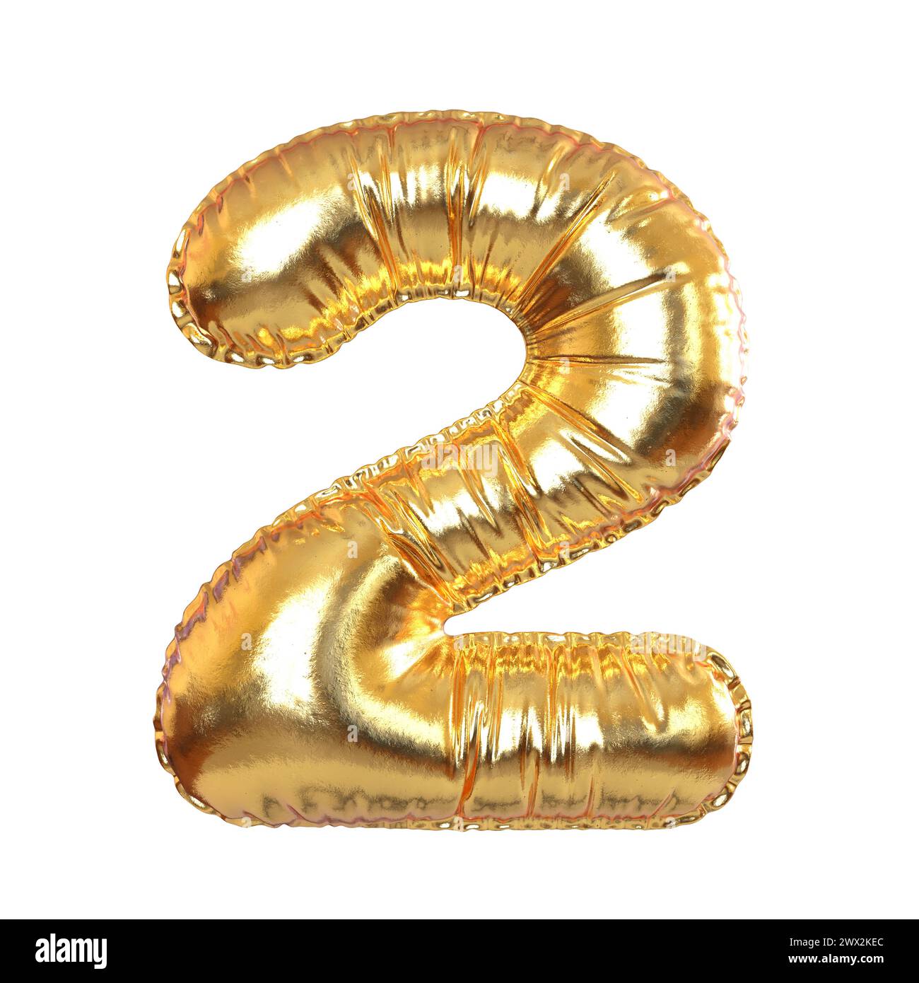 Golden Metal Balloon Number 2 Symbol for Festive, Text, Holidays on a ...