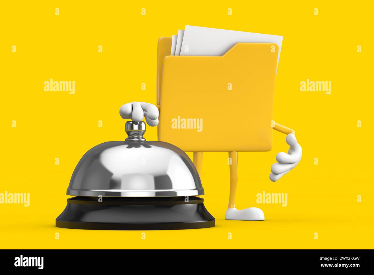 Yellow File Folder Icon Cartoon Person Character Mascot with Hotel ...