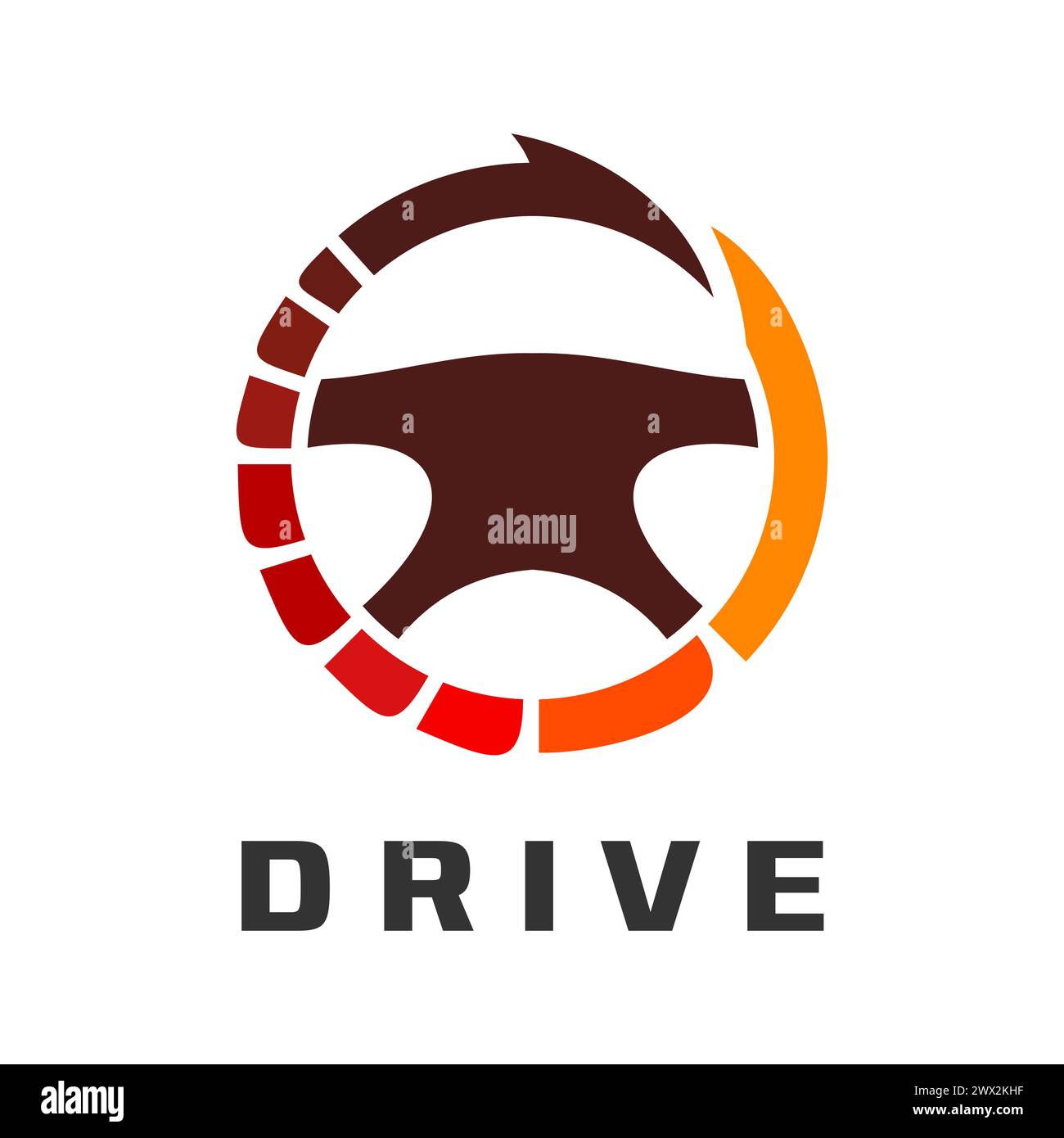 Drive emblem of car steering wheel with speedometer gauge for driving school, vector icon. Auto ...