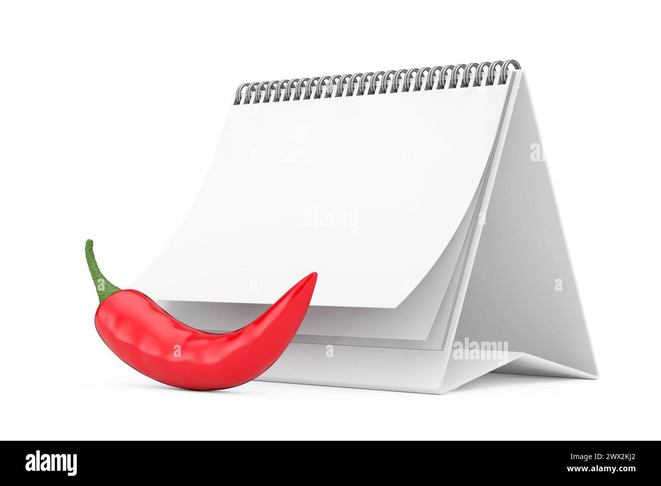 Blank Paper Desk Spiral Calendar with Red Chili Pepper on a white ...