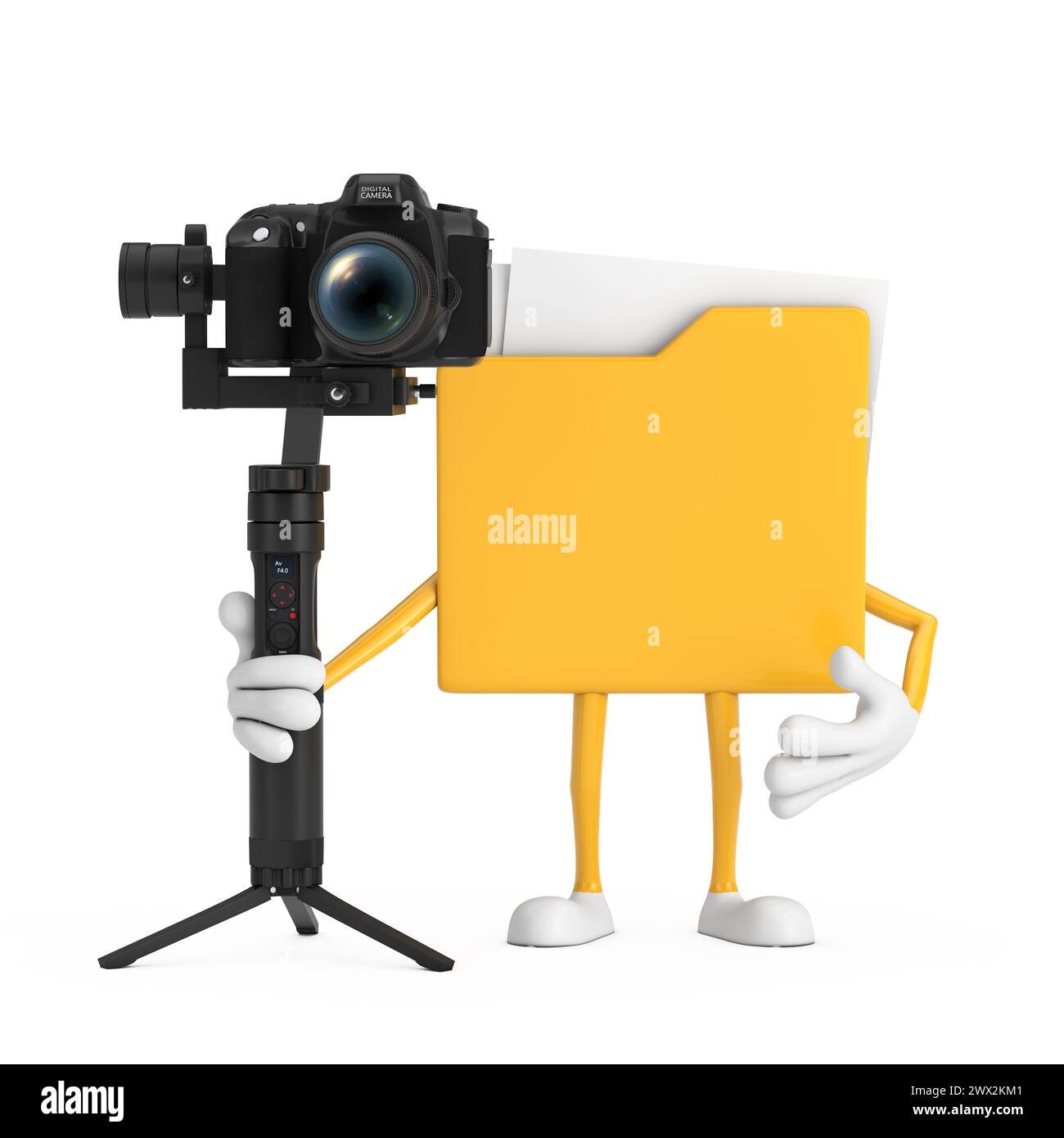 Yellow File Folder Icon Cartoon Person Character Mascot with DSLR or ...