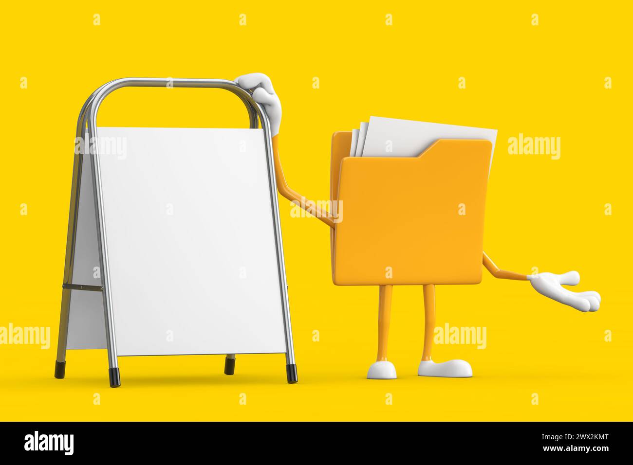 Yellow File Folder Icon Cartoon Person Character Mascot with White ...