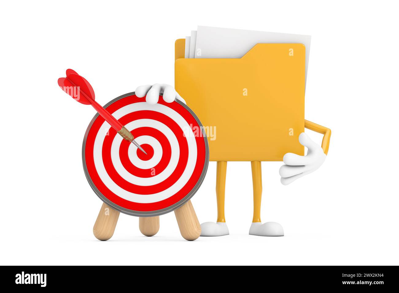 Yellow File Folder Icon Cartoon Person Character Mascot with Archery ...