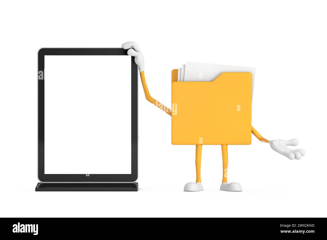 Yellow File Folder Icon Cartoon Person Character Mascot with Blank ...