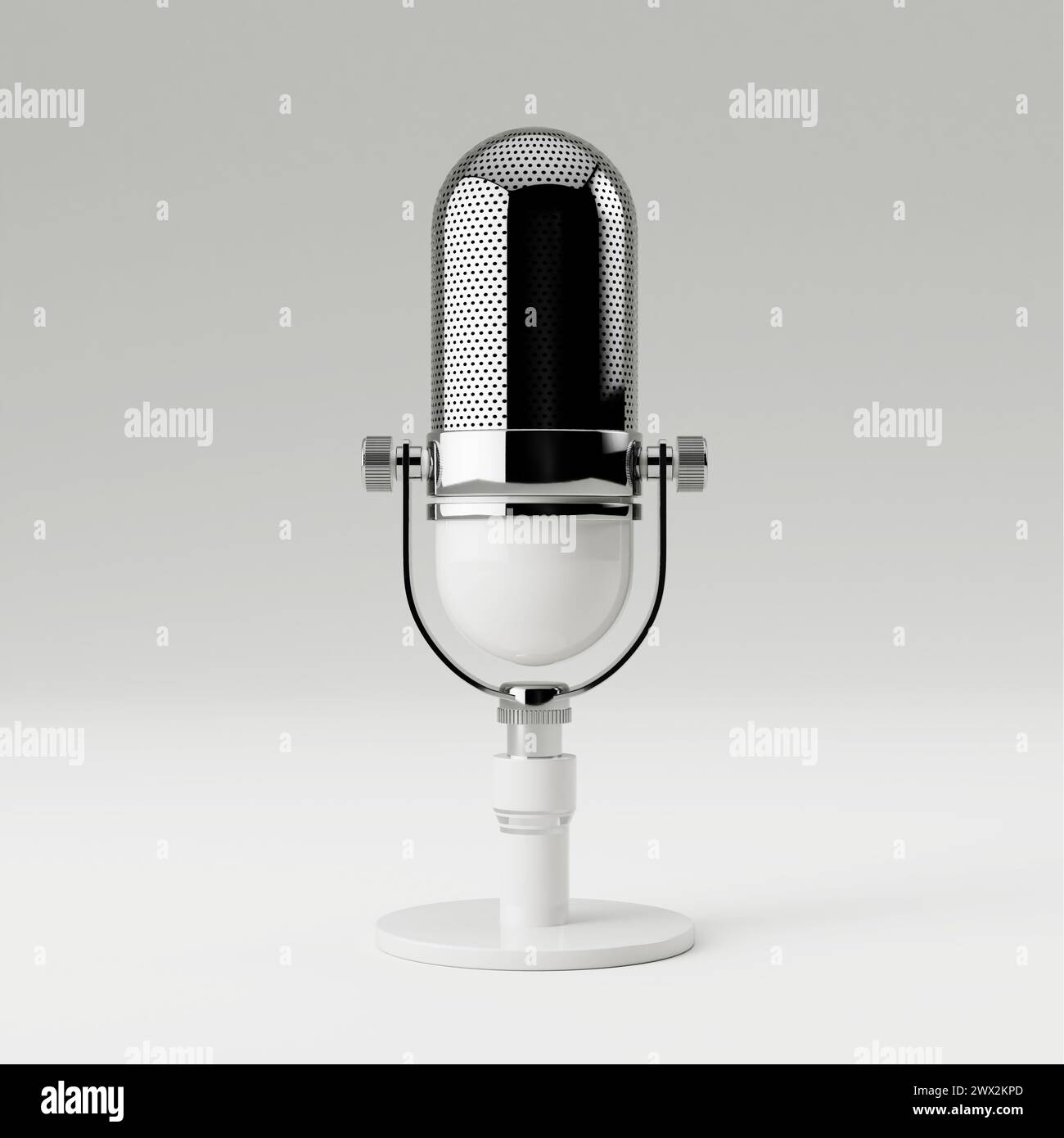 Desk White Retro Microphone on a white background. 3d Rendering Stock ...
