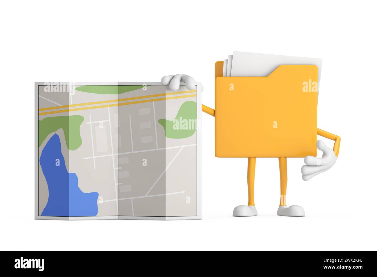 Yellow File Folder Icon Cartoon Person Character Mascot with Abstract ...