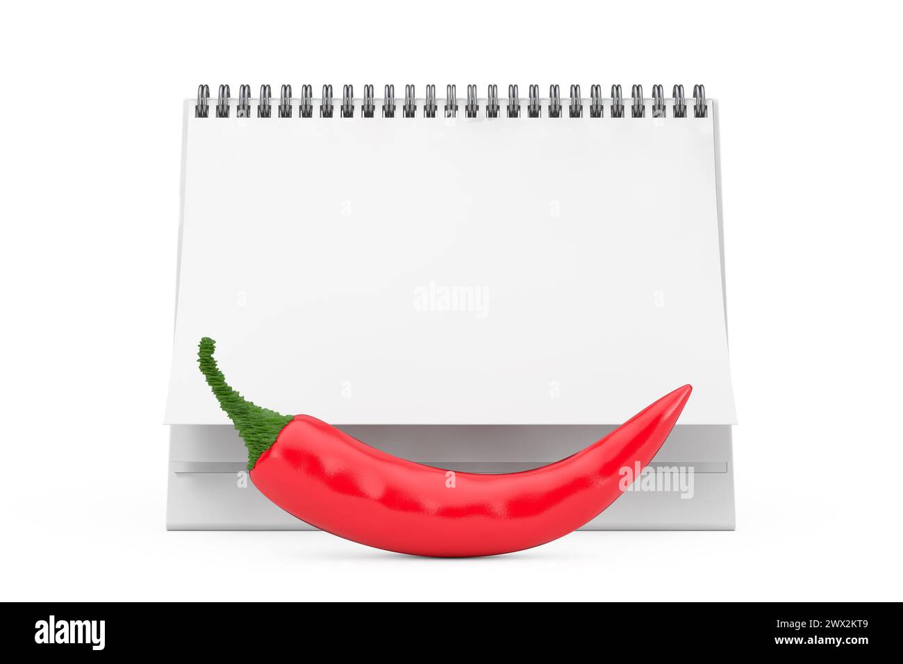Blank Paper Desk Spiral Calendar with Red Chili Pepper on a white ...
