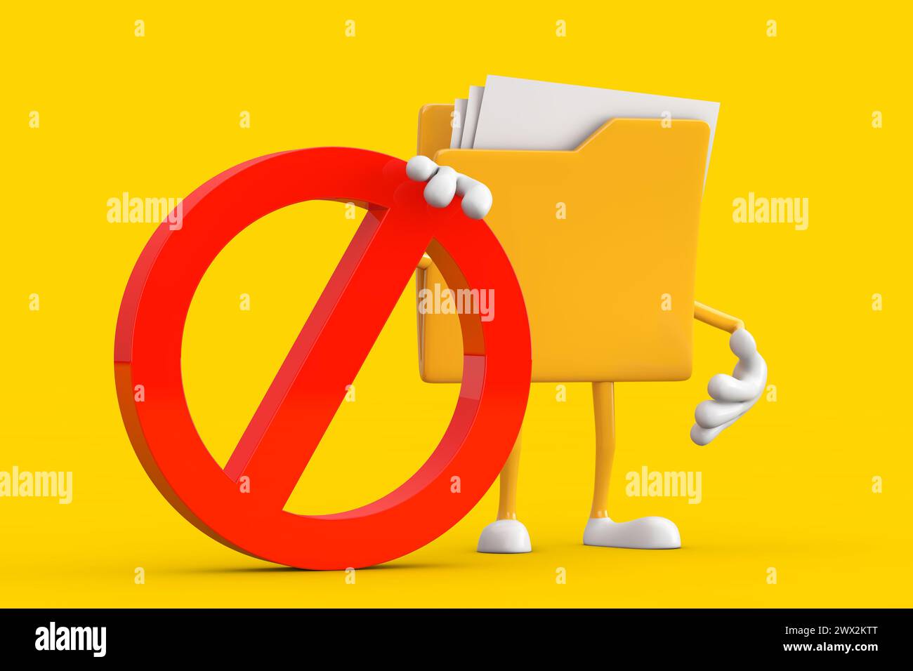 Yellow File Folder Icon Cartoon Person Character Mascot with Red ...