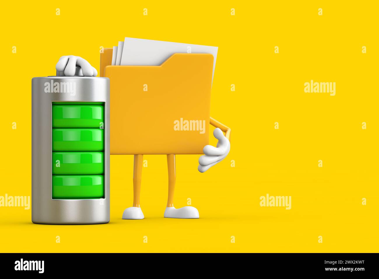 Yellow File Folder Icon Cartoon Person Character Mascot with Abstract ...