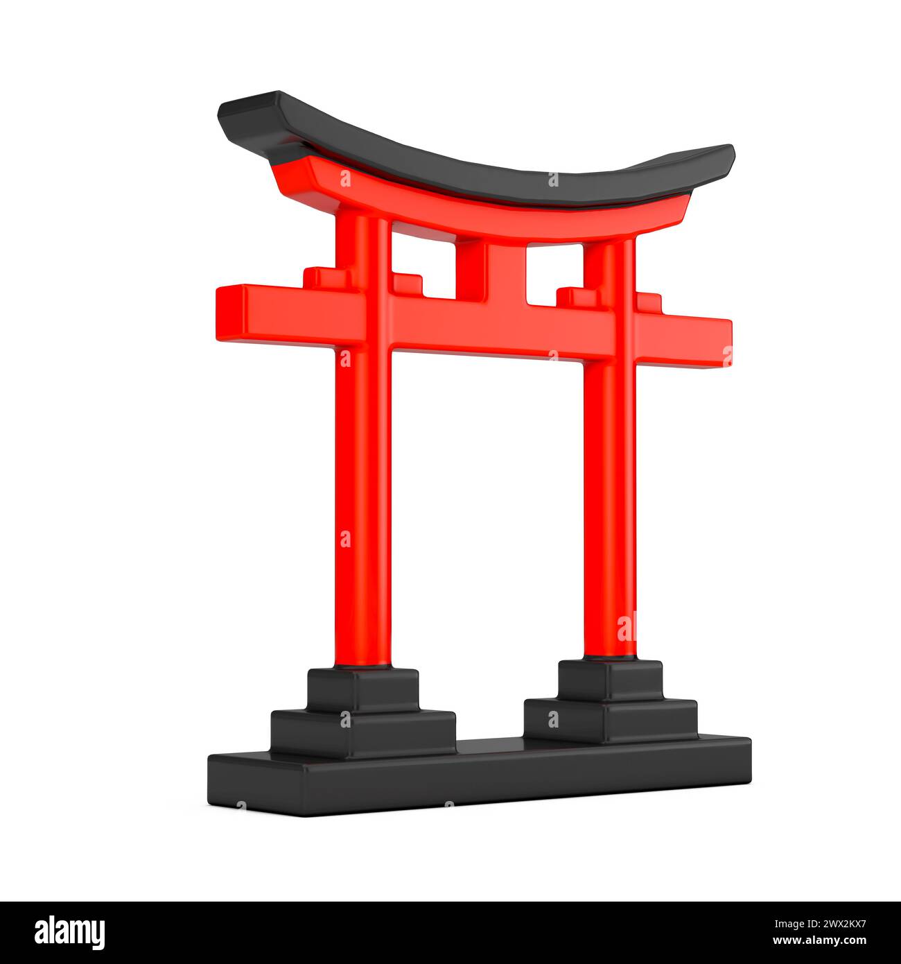 Red Wooden Japanese Traditional Torii Gate on a white background. 3d ...
