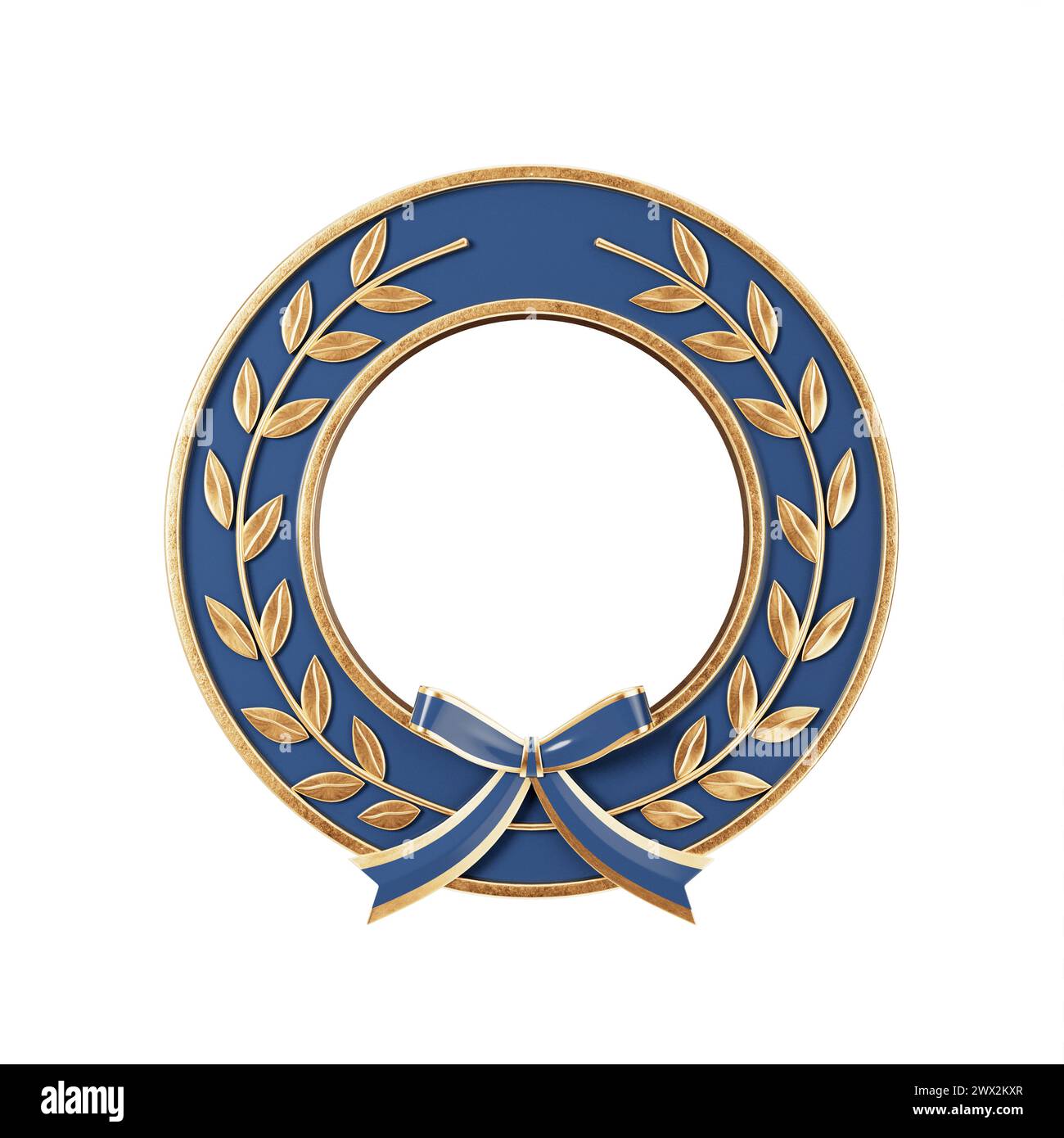 Blue Medal Award with Gold Laurel Wreath and Free Space for Your Design ...