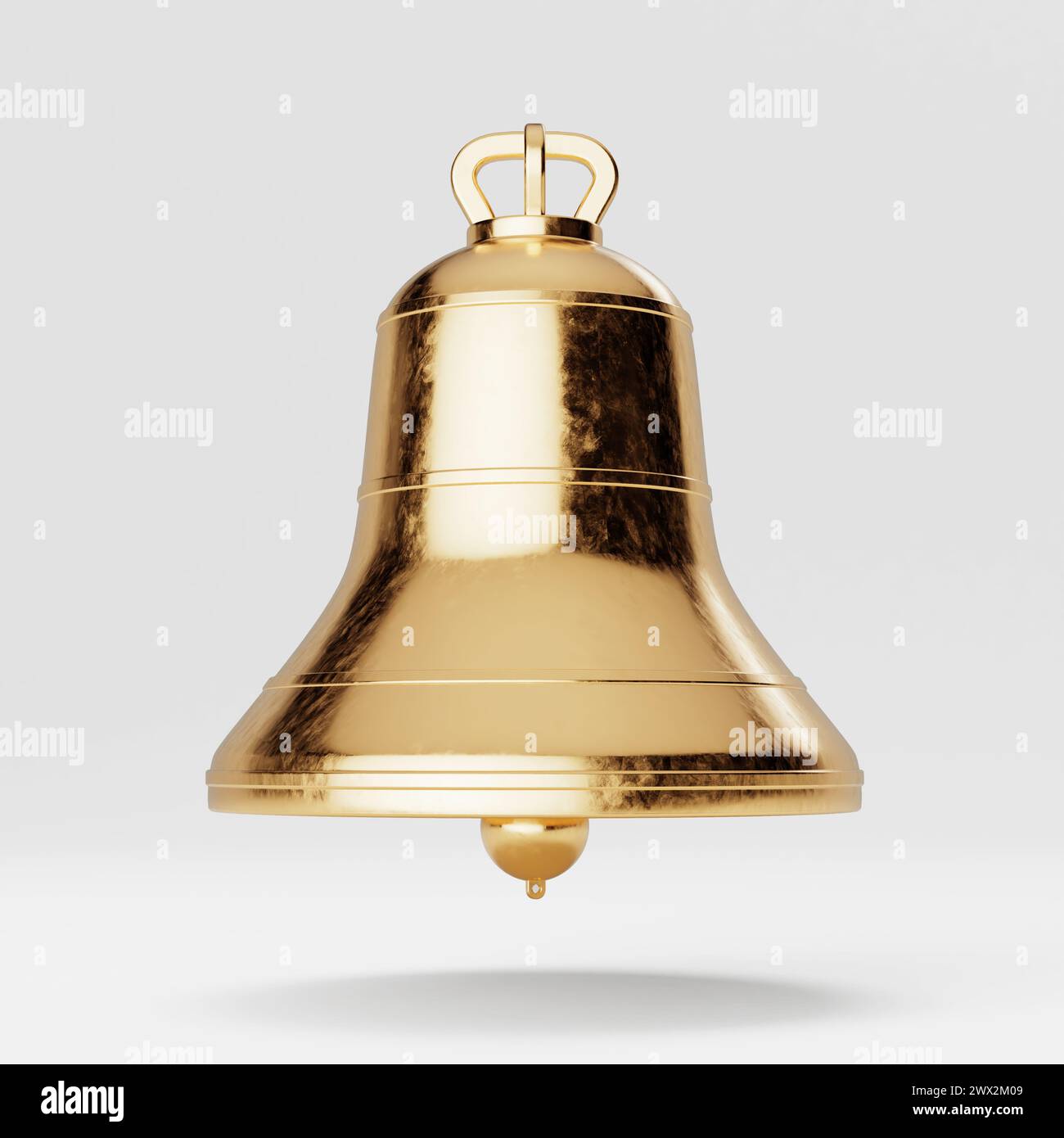 Ancient Monastery Golden Big Bell on a white background. 3d Rendering ...