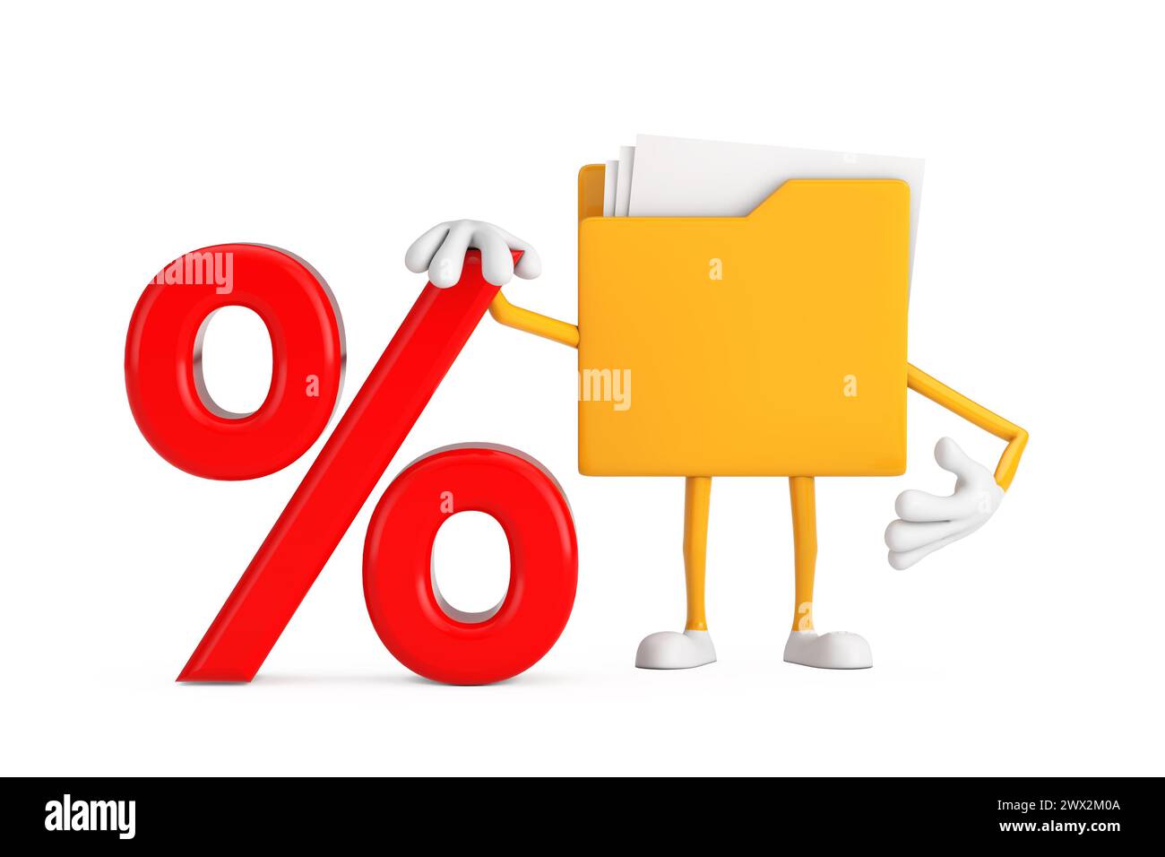 Yellow Folder Icon Cartoon Person Character Mascot with Red Retail ...