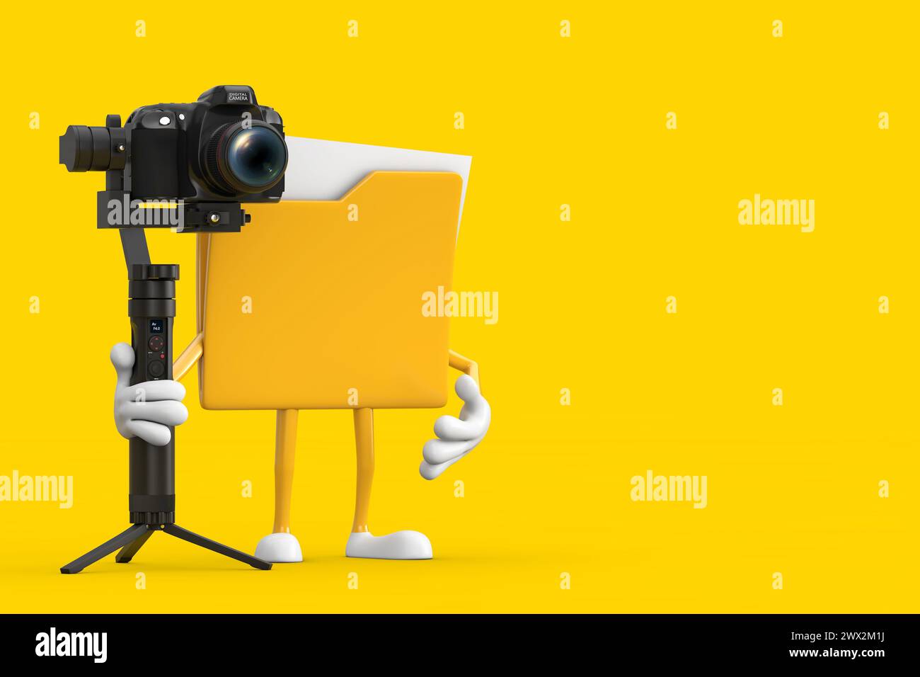 Yellow File Folder Icon Cartoon Person Character Mascot with DSLR or ...