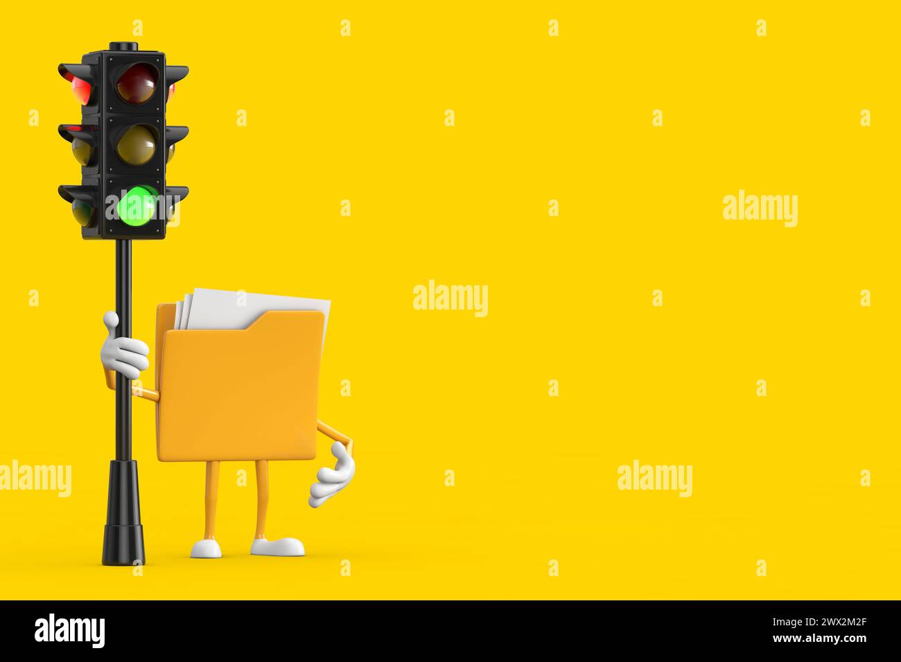 Yellow File Folder Icon Cartoon Person Character Mascot with Traffic ...