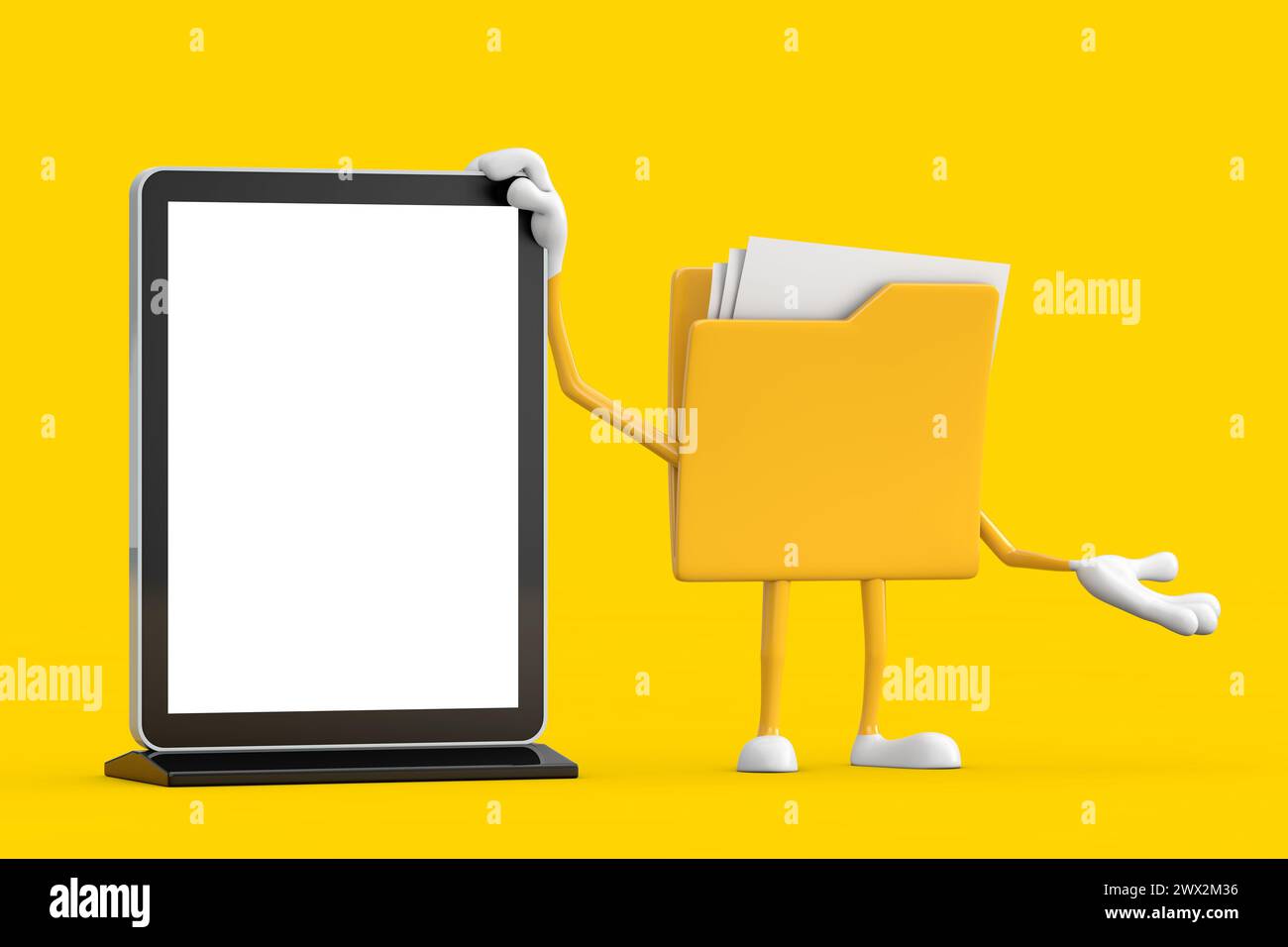 Yellow File Folder Icon Cartoon Person Character Mascot with Blank ...