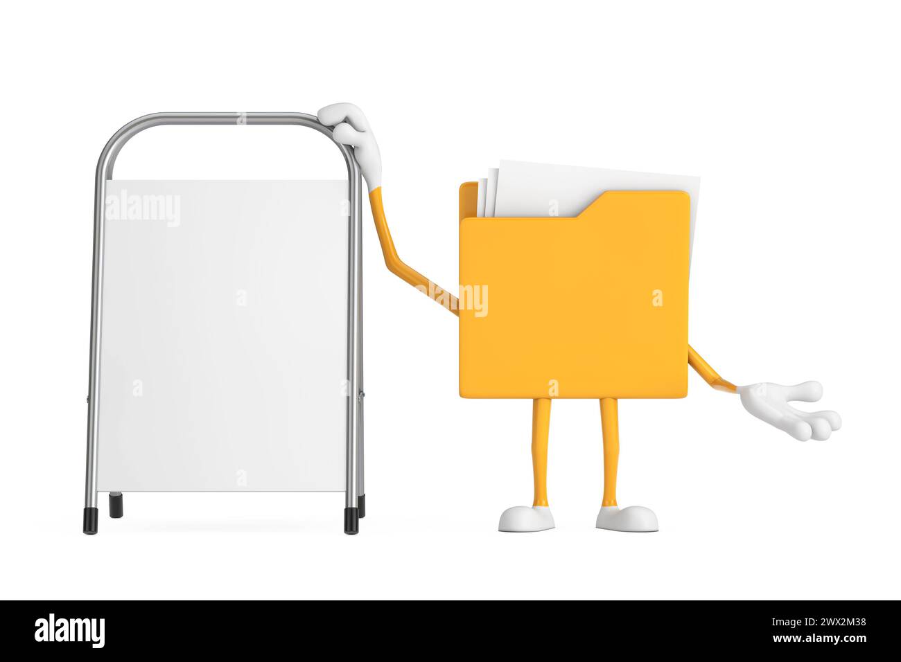 Yellow File Folder Icon Cartoon Person Character Mascot with White ...