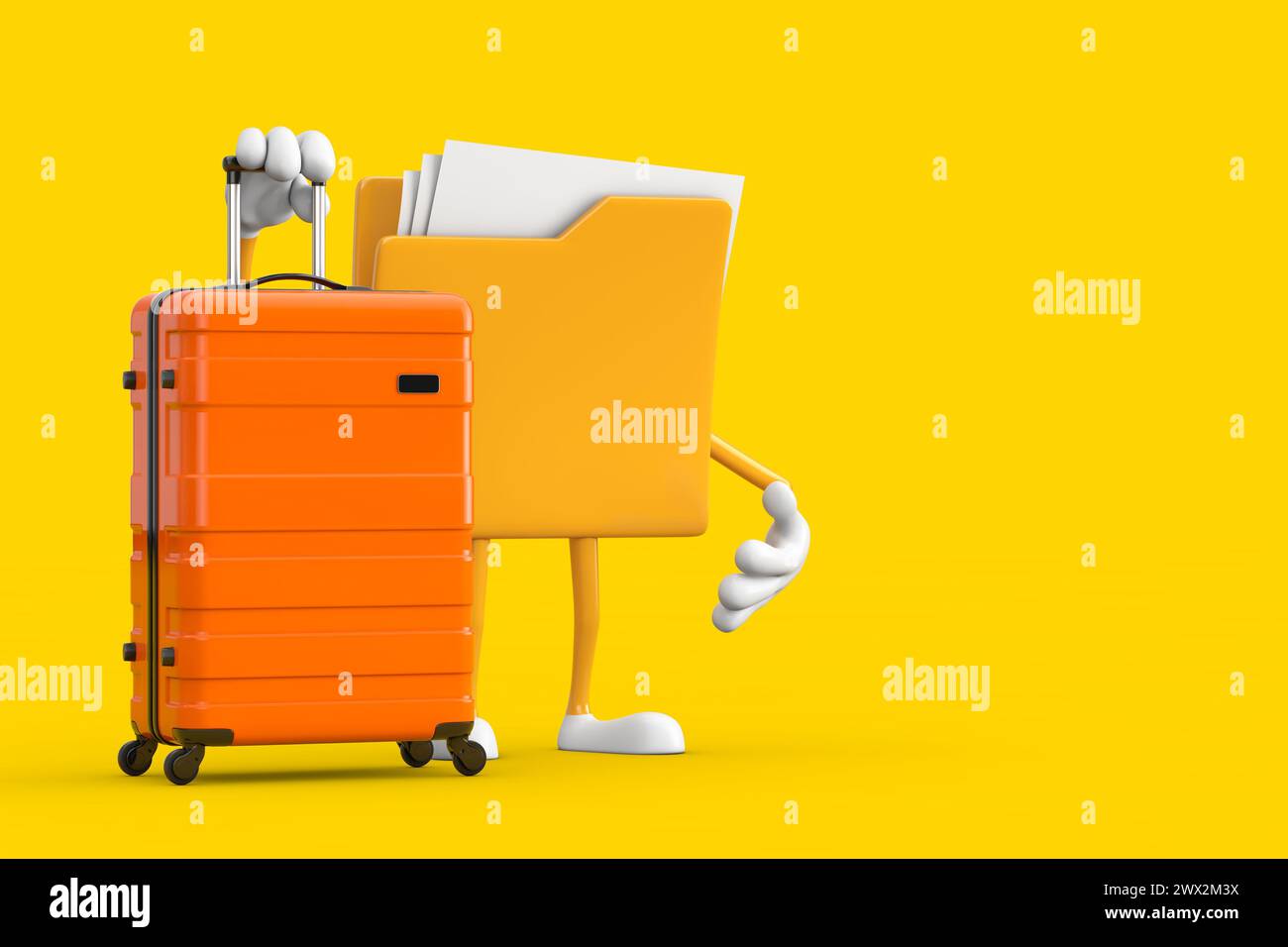 Yellow File Folder Icon Cartoon Person Character Mascot with Orange ...