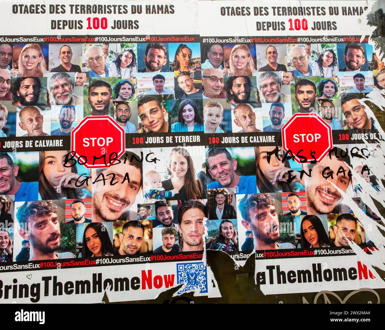 Poster on Paris street wall asking for the release of hostages held by ...