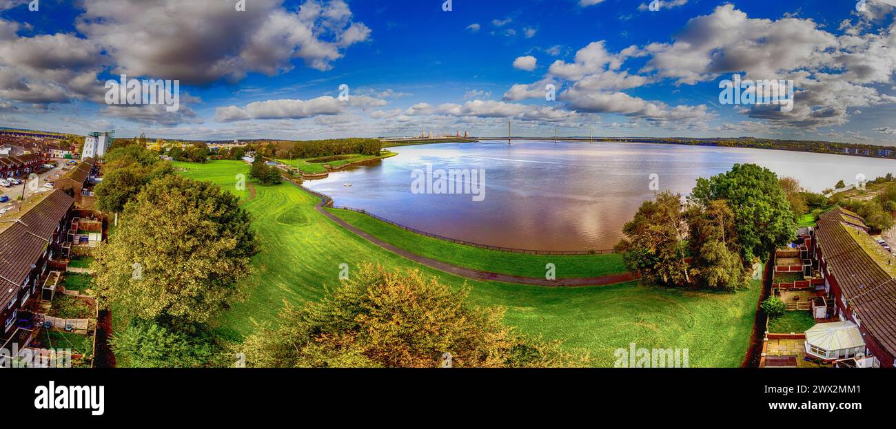 Views of the River Mersey from Halton Stock Photo - Alamy