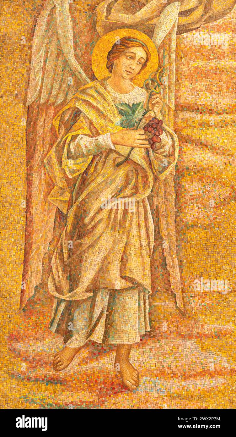 MILAN, ITALY - MARCH 4, 2024: The detial of mosaic of angel with the ...