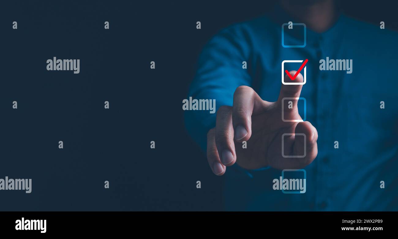 Checklist concept, business person checklist tick answer sign in ...