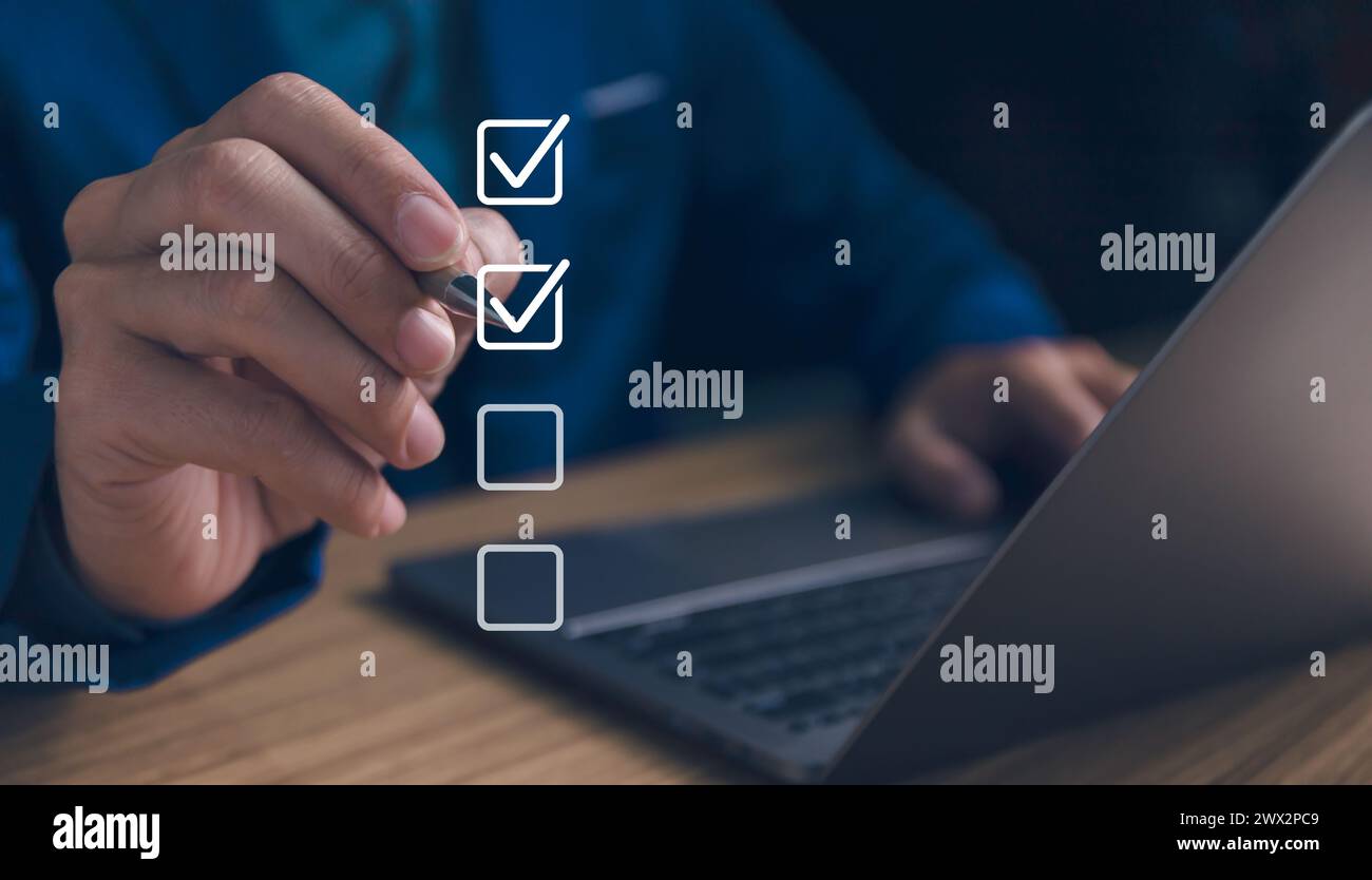 Checklist concept, business person checklist tick answer sign in ...