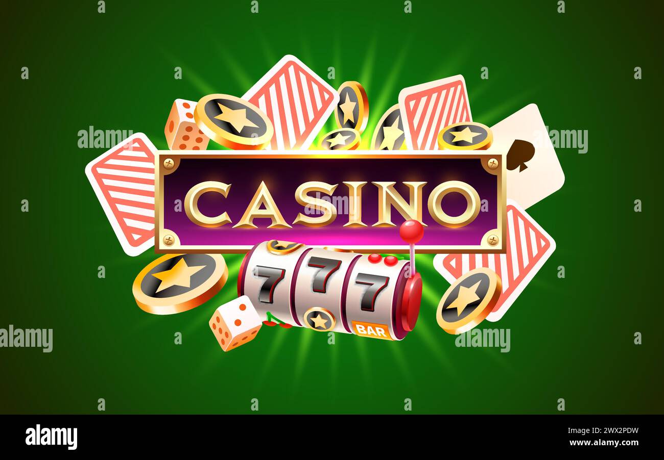 Casino frame label, slot sign machine, night Vegas. Vector Stock Vector ...