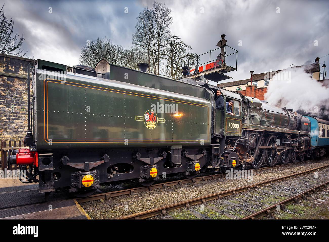 BR Standard Class 7 70000 Brittania steam locomotive seen on the East ...
