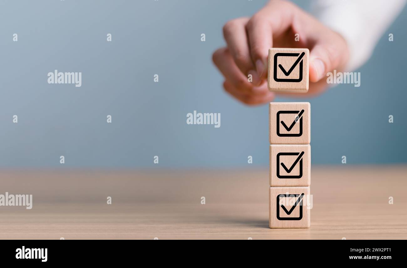 Checklist concept, business person checklist tick answer sign in checkbox, validation online ...