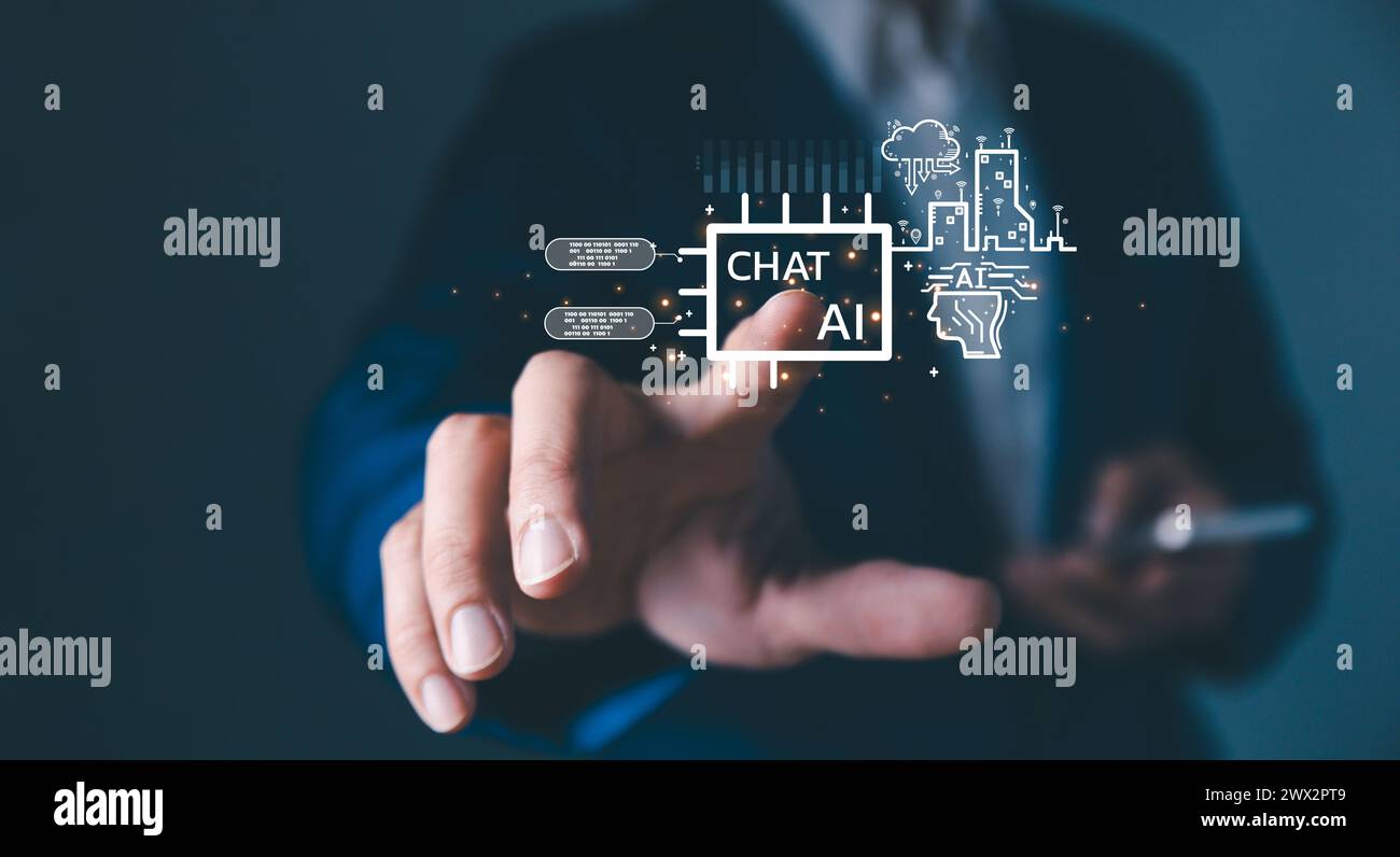 Ai technology concept, Chatbot Chat with AI, artificial intelligence, man using technology smart ...