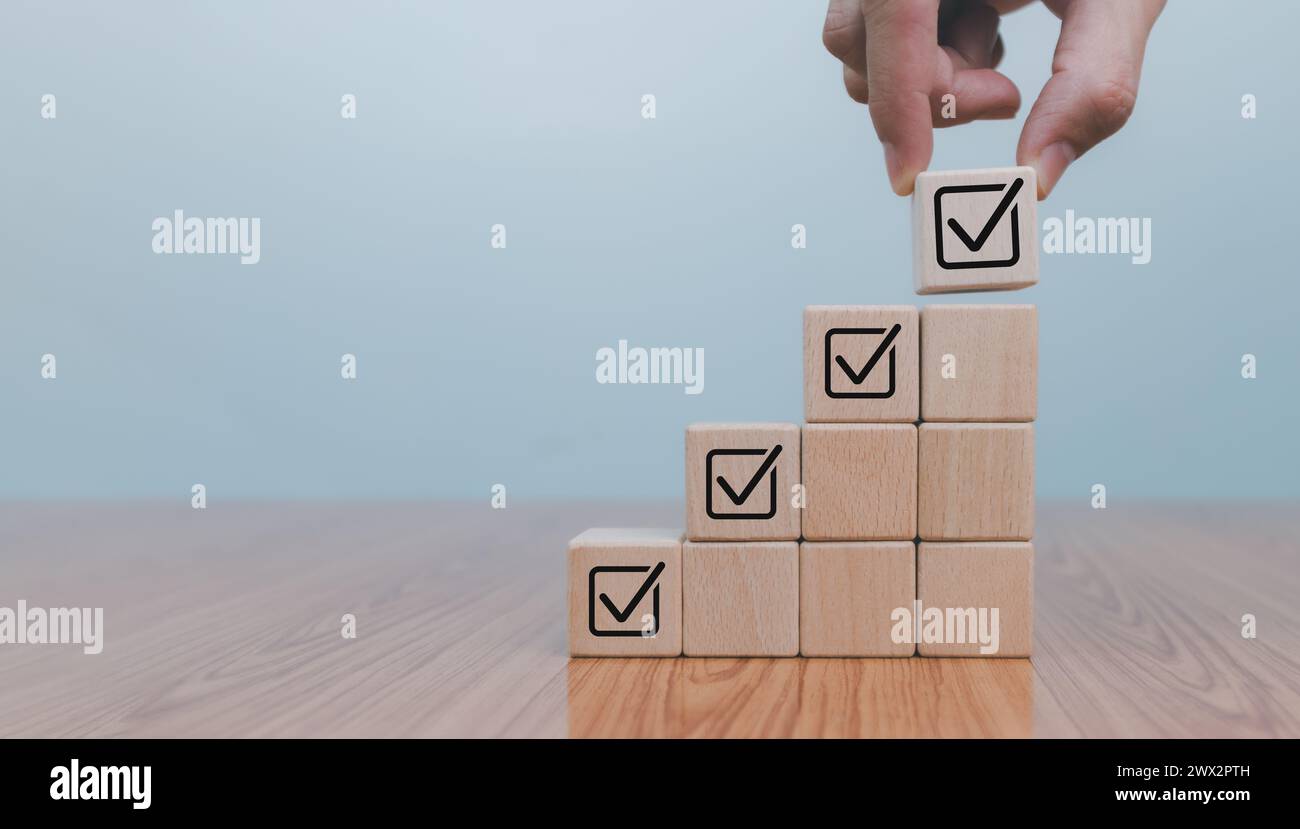 Checklist concept, business person checklist tick answer sign in ...