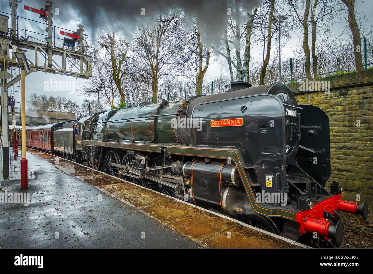 BR Standard Class 7 70000 Brittania steam locomotive seen on the East ...