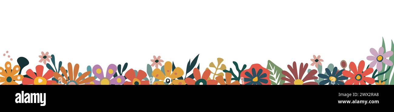 Spring Banner, vector border with abstract flowers Stock Vector Image ...